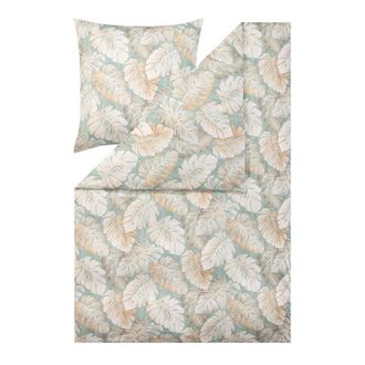 ESTELLA Bettwäsche 135x200 und 80x80, Rabea Tropenblatt, Interlock Jersey, bügelfrei, Ganzjahresbettwäsche aus Baumwolle, pflegeleicht mit Reißverschluss