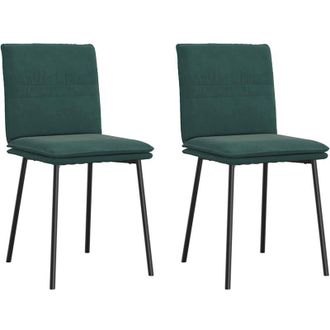 vidaXL Vidaxl - Chaises &agrave; manger lot de 2 Vert fonc&eacute; Velours