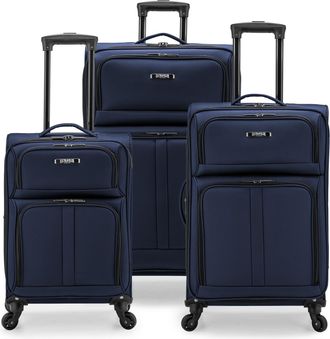 U.S. Traveler Anzio Softside Erweiterbarer Spinner Gepäck, Navy, Checked-Medium 26-Inch, Anzio Softside Erweiterbarer Spinner Gepäck