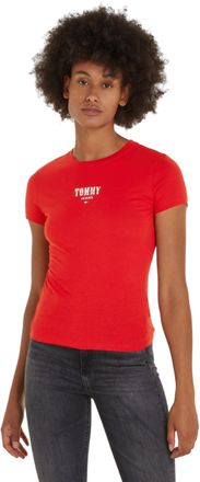 Tommy Jeans Damen T-Shirt Kurzarm Slim Rundhalsausschnitt, Rot (Deep Crimson), XXS