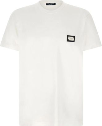 Dolce & Gabbana Homme, Tops, Blanc, Taille: L T-shirt en jersey de coton