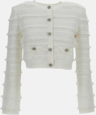 Self Portrait Wei&szlig;e Diamant-pointelle-cardigan