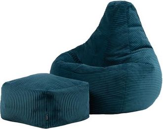 Icon Brand Dalton Pouf Velours Côtelé avec Tabouret, Pouf Poire avec Remplissage, Fauteuil Salon Confortable, Fauteuil Chambre, Meuble Salon, Decoration Chambre,
