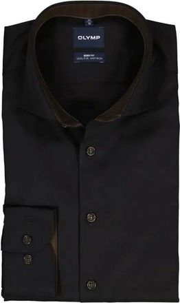 Olymp Herren Hemden schwarz Baumwoll-Stretch
