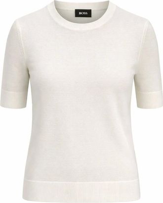 HUGO BOSS Femme, Pulls, Blanc, Taille: 42 FR 50544996 Tricot ras du cou