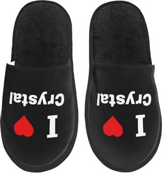 Generic &eacute;l&eacute;gant Peluche Pantoufles I Love Crystal Pantoufles Maison Antid&eacute;rapant Chaussons Homme pour Int&eacute;rieur Maison Ext&eacute;rieur L
