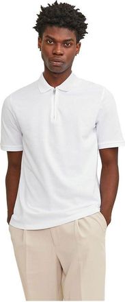 Jack & Jones Herren JJEMAC Zip SS Polo SN Jogginghose, Weiß,S