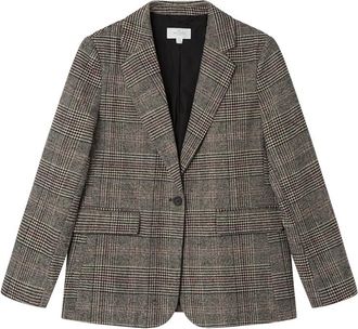 Springfield Damen Checked with Single Front Button Blazer, beige, 36