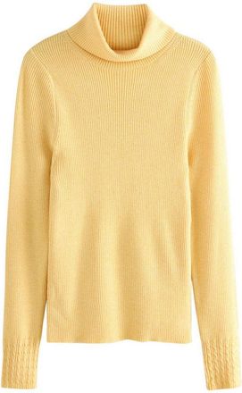 Next Strickpullover Gerippter Rollkragenpullover mit Wollanteil (1-tlg)
