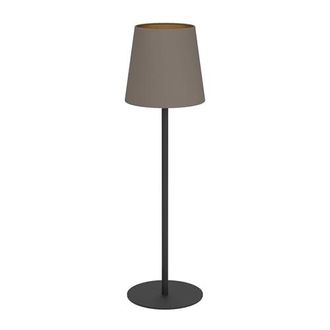 Eglo Tischlampe Fiorana, Nachttischlampe mit Stoff Lampenschirm, Tischleuchte f&uuml;r Wohnzimmer und Schlafzimmer aus Metall in Schwarz und Textil in Braun und