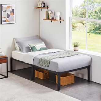 Yaheetech Lit Simple 90x190 cm en M&eacute;tal Assemblage Simple pour Petits Espaces Adultes Noir