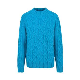 Malo Pullover mit Rundausschnitt und Rautenmuster - - Knitwear - Herren - Blau - XL