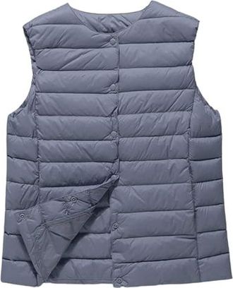 Generic Gilet bouffant sans manches matelass&eacute; &agrave; col rond l&eacute;ger et rembourr&eacute; pour femme, bleu, XXL