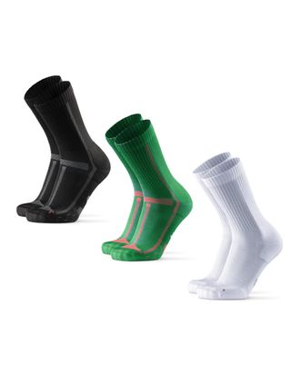 Danish Endurance Crew Laufsocken (3|5 Paar), Halbhohe Sportsocken, Unisex, f&uuml;r Damen & Herren, Mehrfarbig (1xSchwarz/Grau, 1xGr&uuml;n, 1xWei&szlig;), 35-38