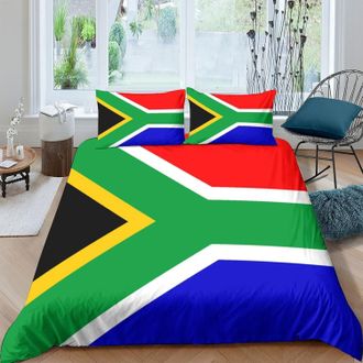 Generic Bettwäsche 135X200 cm 3D Druck Weiche Mikrofaser Bettwäsche Set Kinder Jungen Mädchen Südafrika-Flagge Bettbezüge Mit Reißverschluss Und 2 Kissenbezug