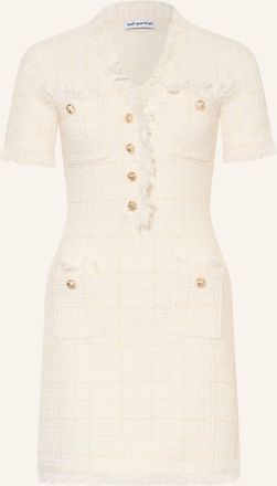 Self Portrait Self-Portrait Tweed-Kleid Mit Pailletten Und Schmucksteinen weiss
