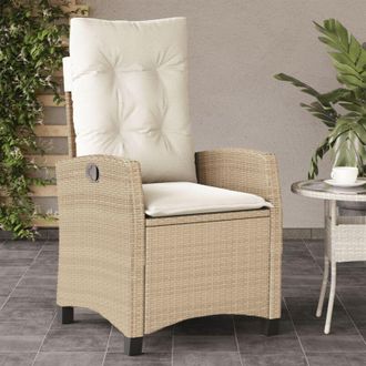 vidaXL Vidaxl - Chaise inclinable de jardin avec coussins beige r&eacute;sine tress&eacute;e