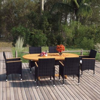 vidaXL Vidaxl - Ensemble de salle &agrave; manger de jardin 7 pcs R&eacute;sine tress&eacute;e Noir