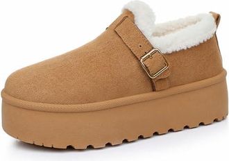 Alexis Leroy Chaussons Hiver Femme Chaussures de Maison Plateforme Antid&eacute;rapant Int&eacute;rieur/Ext&eacute;rieur Marron 39 EU