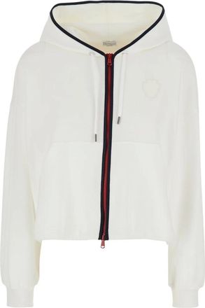 Brunello Cucinelli Femme, Sweatshirts et sweats &agrave; capuche, Blanc, Taille: 44 FR Zip Hooded SweaT-shirt
