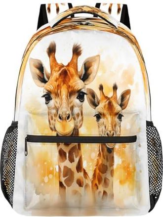 Generic Girafe &Agrave; LAquarelle Sac &Agrave; Dos Antivol Cartable Scolaire L&eacute;ger Sacs A Dos Pour V&eacute;lo Sport Voyage 29X40Cm