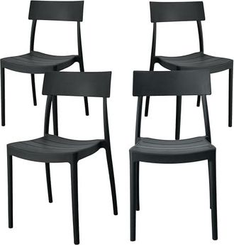 Gardenia Roma Stuhl, Polypropylen, Anthrazit, 4 Einheiten