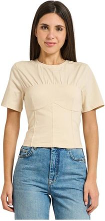 Patrizia Pepe Femme, Tops, Beige, Taille: 40 FR Cotton Bustier T-Shirt
