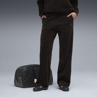 Puma Pantalon droit en velours c&ocirc;tel&eacute; Essentials Elevated Femme, V&ecirc;tements, Noir, XXL