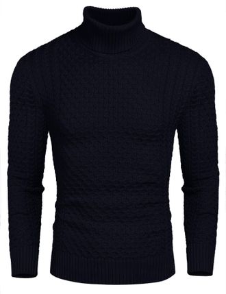 Coofandy Rollkragenpullover Herren Pullover Warm Winterpullover Rollkragen Strickpullover Herrenpullover Langarm Rolli Pulli Stehkragen Pullover Marine XL