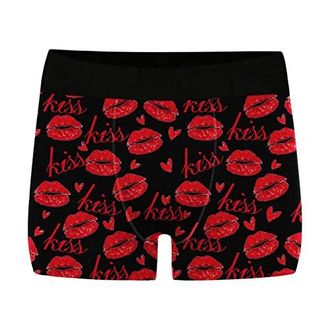 QWUVEDS Boxer pour homme - Boxer pour homme - Pour la Saint-Valentin - Imprim&eacute; - Taille moyenne - Taille haute - Sous-v&ecirc;tements physiologiques - Bikini, rouge