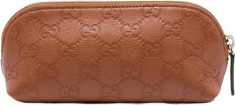 Gucci Pre-owned Gepr&auml;gte Leder Pochette - - Pre-owned - Damen - Braun - ONE SIZE