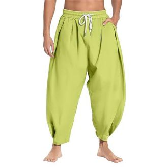 Generic Pantalon de jogging pour homme - D&eacute;contract&eacute; - Solide - Pantalon tiss&eacute; - Jambes larges - Pliss&eacute; - Poche &agrave; cordon de serrage - Pantalon tendance ample,