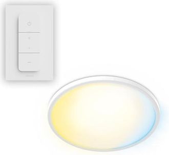 Philips Superslim Deckenleuchte inkl. Fernbedienung, 5 voreingestellte Lichtszenen, stufenloses Dimmen bis zu 1%, einfache Steuerung& Installation, schlankes 