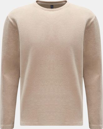 04651/ Herren - Frottee Rundhals-Longsleeve Terry Tee beige