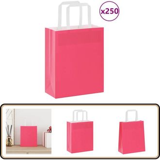 vidaXL Vidaxl - Papiertragetaschen 250 Stk. mit Henkeln Rosa 18x8x22 cm