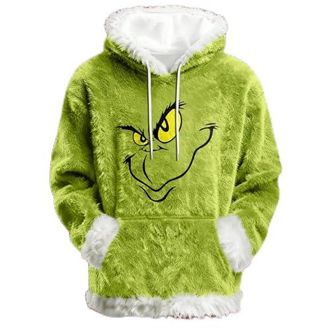 Generic Le Grinch Sweat A Capuche Femme Vêtements Sweet Costume 2025 Femmes Pull Pulls Christmas Noël Chaud Plaid Polaire Noel Pyjama Oversize Moche Hiver Adu