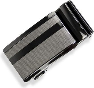 Glamexx24 Ceinture Boucle Remplacement Cliquet Automatique Boucle Accessoires Argenté Rayures Noires 35mm Unique