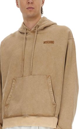 Moschino Logo-Embroidered Cotton Sweatshirt - Brown