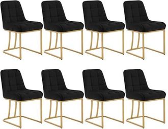 Woltu Chaise Salle &agrave; Manger, Lot de 8, Chaise Cuisine et Salon en Velours, Chaise Coiffeuse Rembourr&eacute;e avec Dossier, Structure M&eacute;tallique en Forme darc EZS3