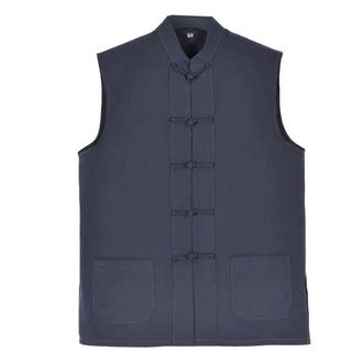 Generico DUHENWU Gilet dentra&icirc;nement pour homme Coton Lin Gilets d&eacute;t&eacute; V&ecirc;tements dext&eacute;rieur traditionnels pour les arts martiaux Kung Fu Tai Chi Wushu Sport D&eacute;b