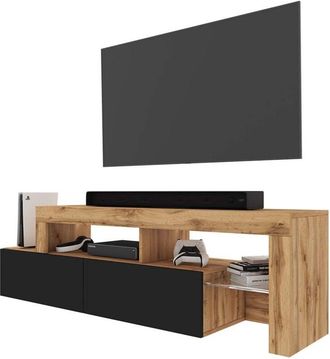 Selsey Selsey - asten - TV-M&ouml;bel TV-Element im asymmetrischen Design - 172 cm breit - Wotan Eiche / Schwarz