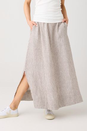 Knowledge Cotton Apparel Damen vegan Rock Leinenstreifen Dunkelbraun