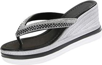 Generic Tongs compens&eacute;es pour femme - Pantoufles d&eacute;contract&eacute;es &agrave; enfiler &agrave; bout ouvert - Respirantes - Classiques - &Eacute;l&eacute;gantes - Polyvalentes - Confortables - 