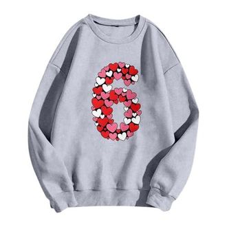 Generic Sweat-shirt &agrave; col rond pour femme Pull Saint-Valentin Pull Hommes et femmes Amour Impression Sweatshirt Couple Manches longues Blouse Hauts Saint Vale
