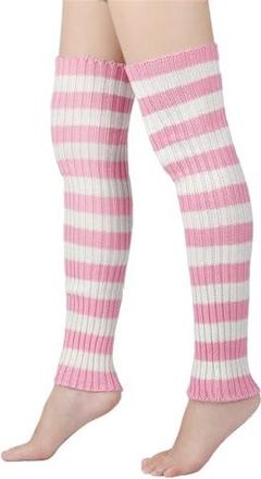 Generic Hommes Femmes Hiver Motif Ray&eacute; Tricot&eacute; Fil Chaud Bottes Gardes Pieds Chaussettes Chaussettes Chauffe-pieds, Rose, taille unique