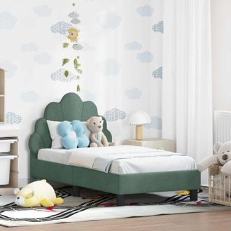 vidaXL vidaXL Cadre de lit pour tout-petit avec t&ecirc;te de lit Vert Mer Velours