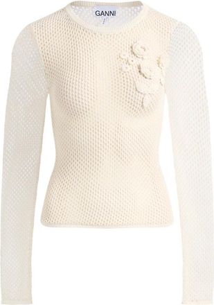 Ganni Femme, Pulls, Blanc, Taille: 36 FR Floral Crochet Top