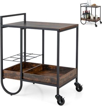 Generic Küchenwagen, Servierwagen für die Küche, rollend, auf Rädern, mobiler Aufbewahrungswagen mit abnehmbarem Weinregal, verstellbaren Fußpolstern, Barwage