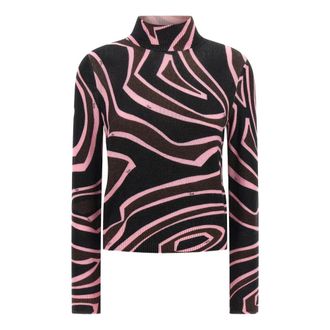 Pucci Labirinto Print Pullover mit hohem Kragen aus Wolle - - Knitwear - Damen - Mehrfarbig - L