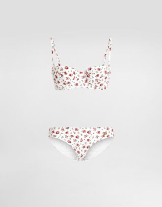 Dolce & Gabbana Small Rose-print Padded Balconette Bikini - Frau Bademode Multicolor 1